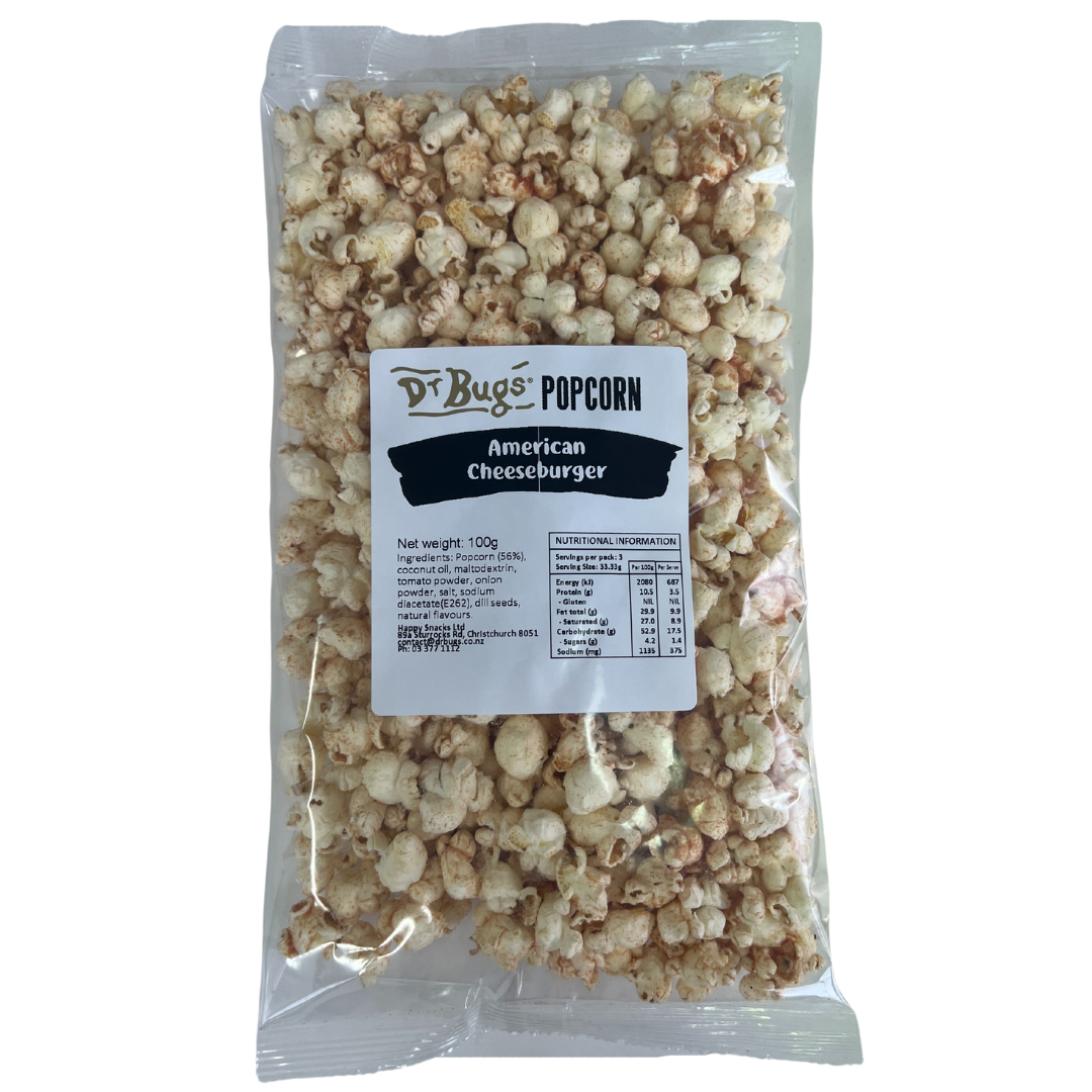 Dr Bugs Limited Edition American Cheeseburger Popcorn 100g – Dr Bugs ...